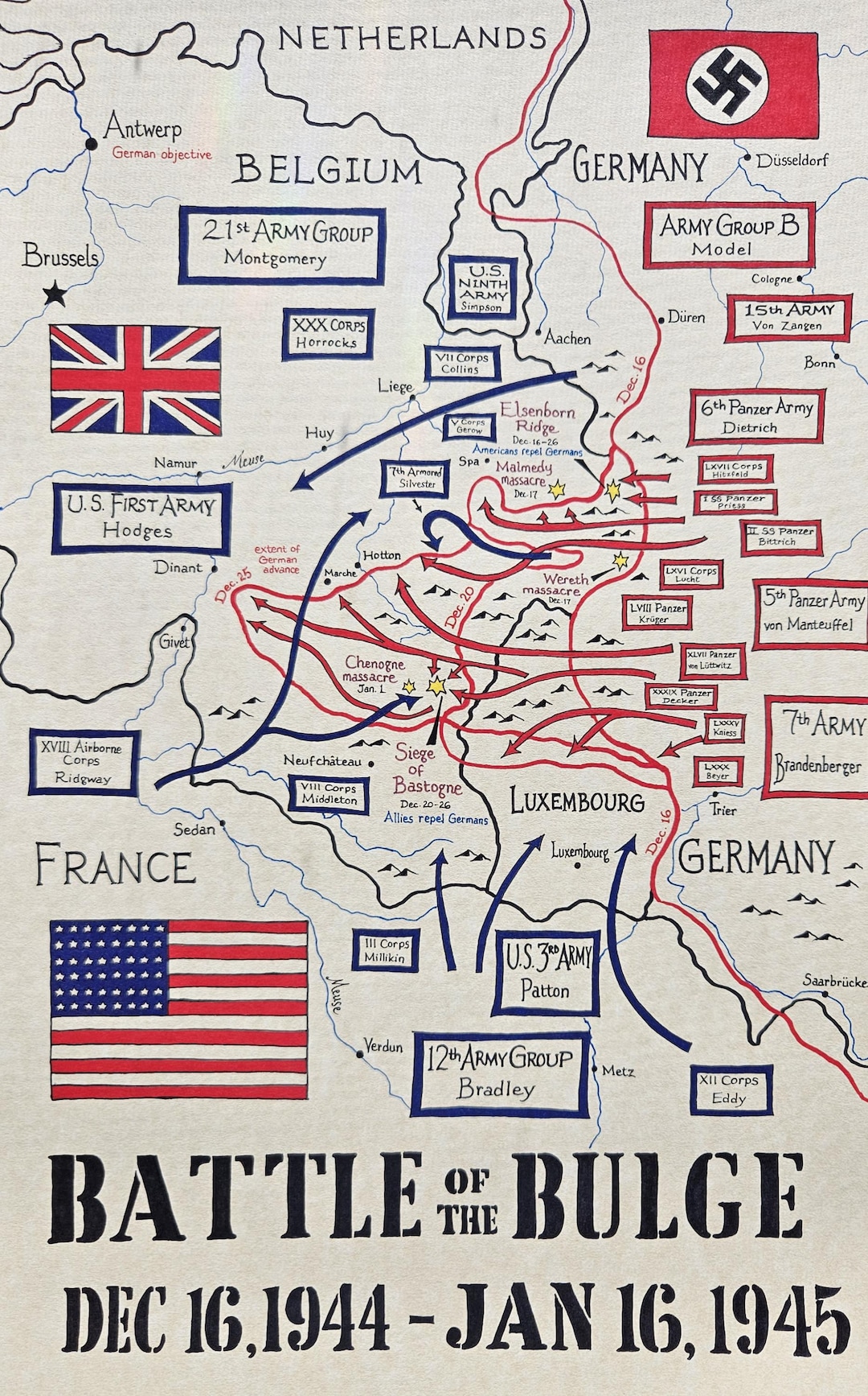 Battle of the Bulge Map - Etsy