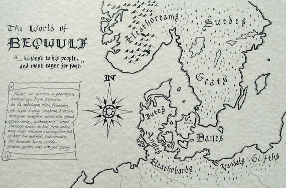 Beowulf Hand Drawn Map | Etsy