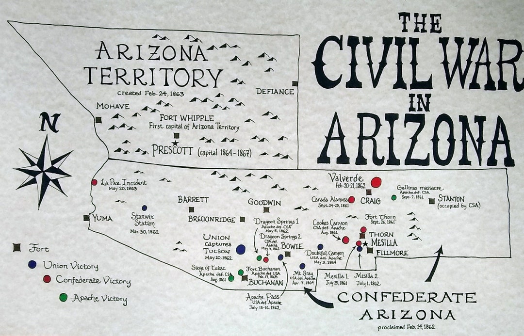 Arizona Civil War Map - Etsy