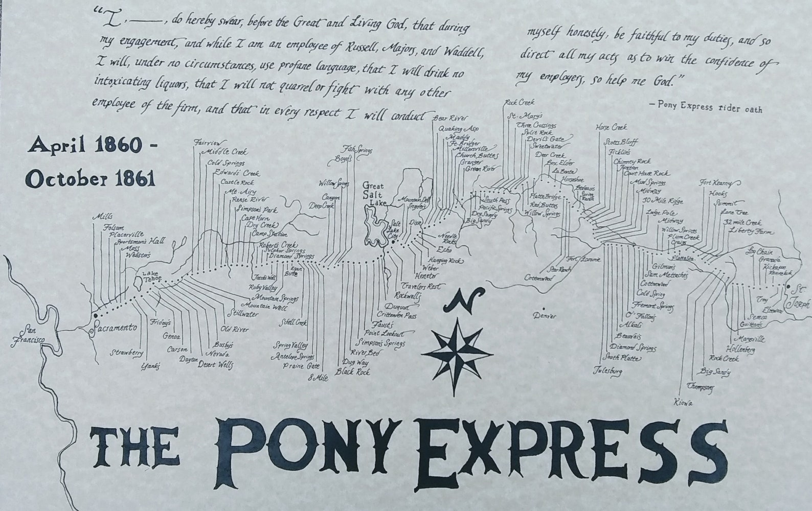 Pony Express Map - Etsy