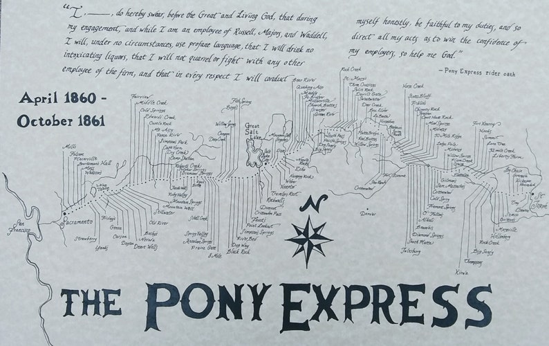 Pony Express Map | Etsy