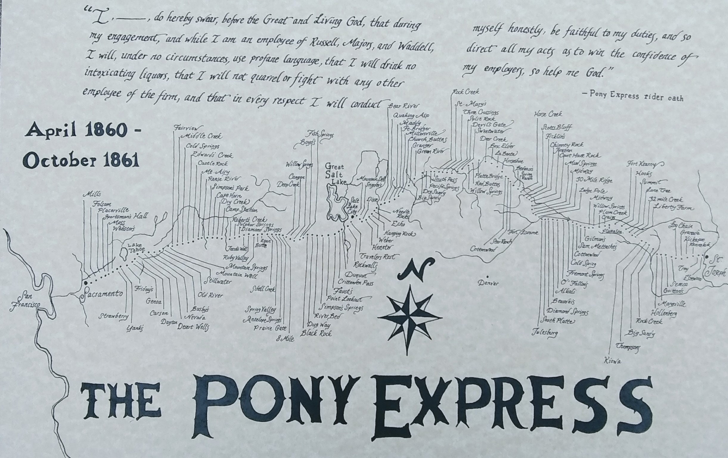 Pony Express Map - Etsy