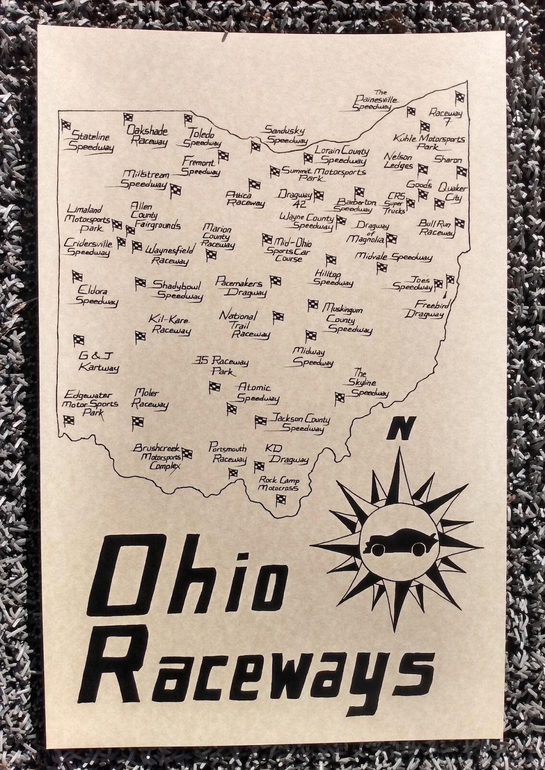 Ohio Raceways Map 11x17 - Etsy