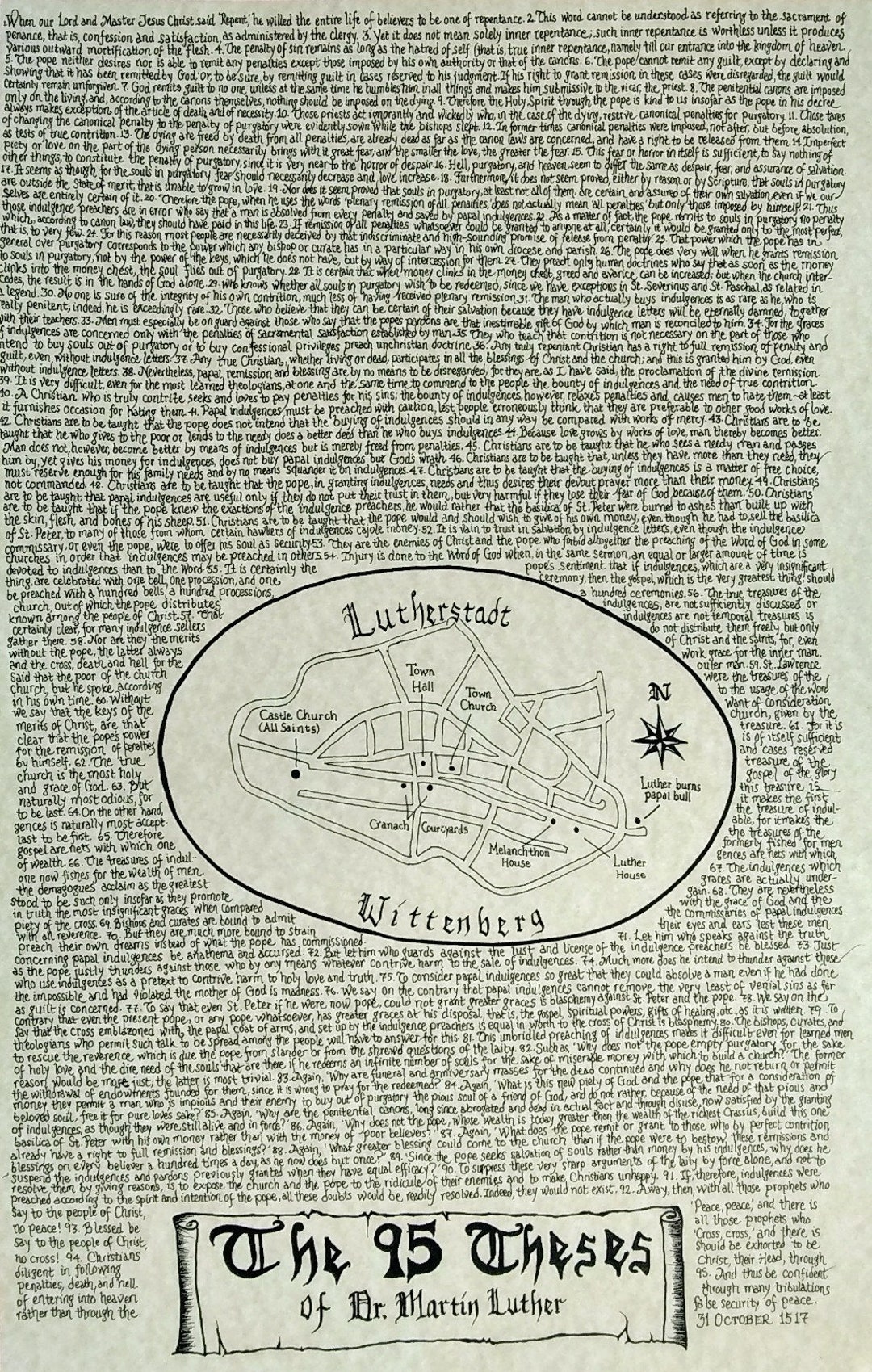 Martin Luther 95 Theses Map - Etsy