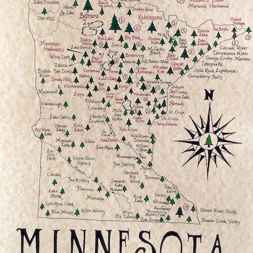 Minnesota State Parks Map - Etsy