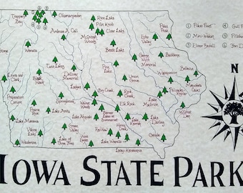 Iowa State Wall Map Large Print Poster 34wx24h - Etsy