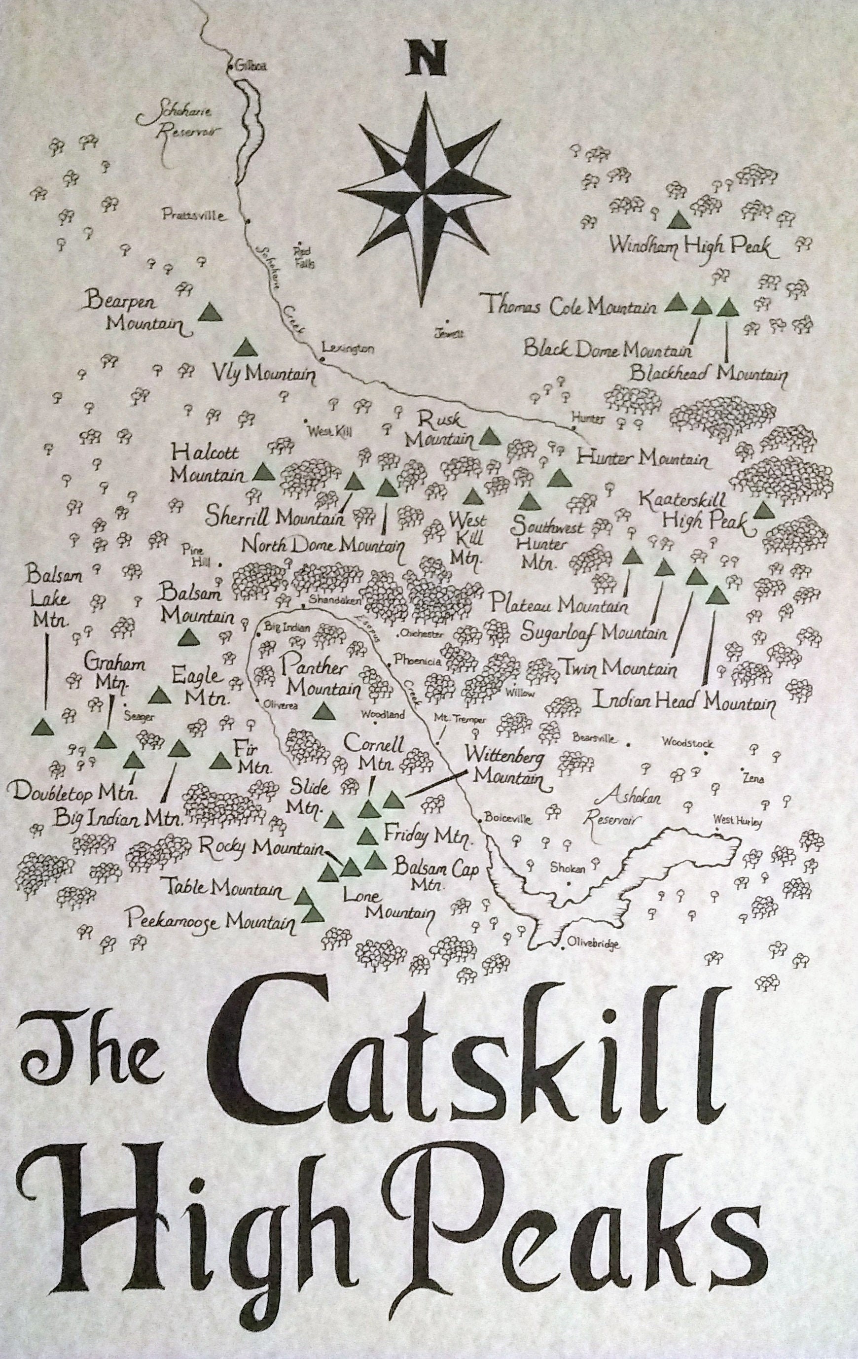 Catskill High Peaks Map New York - Etsy