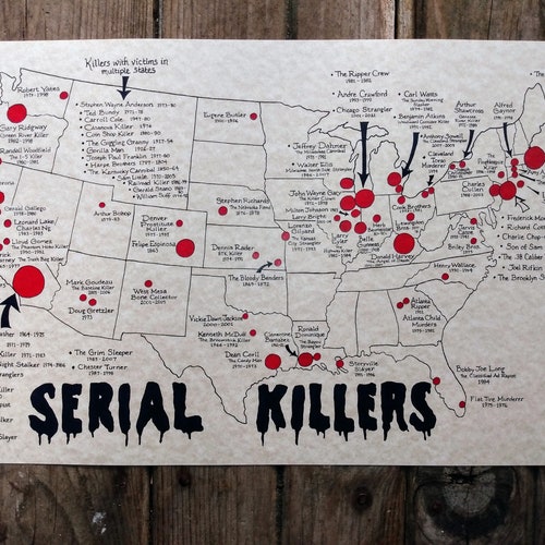 American Serial Killers Map - Etsy
