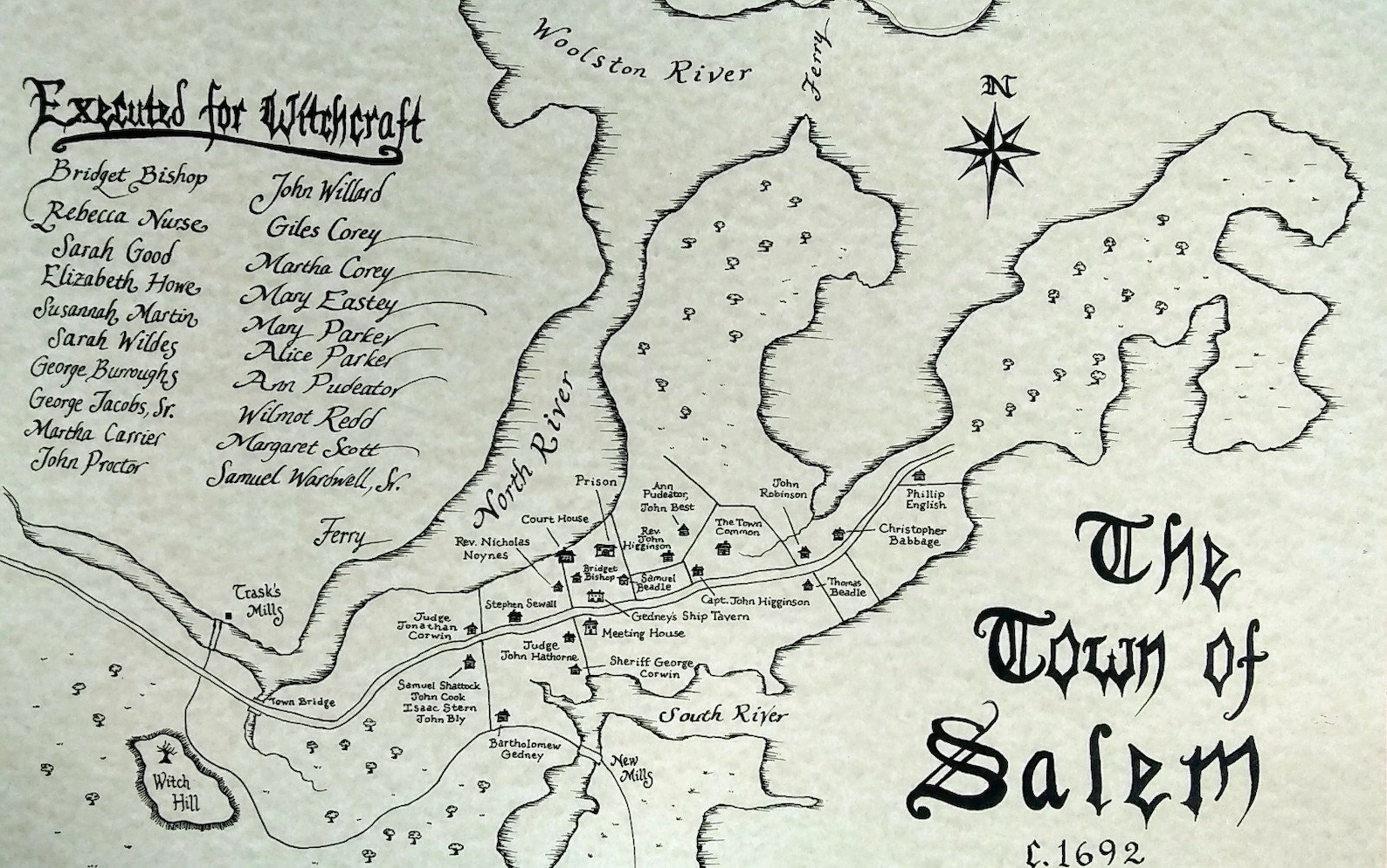 Salem Massachusetts Map 1692 - Etsy