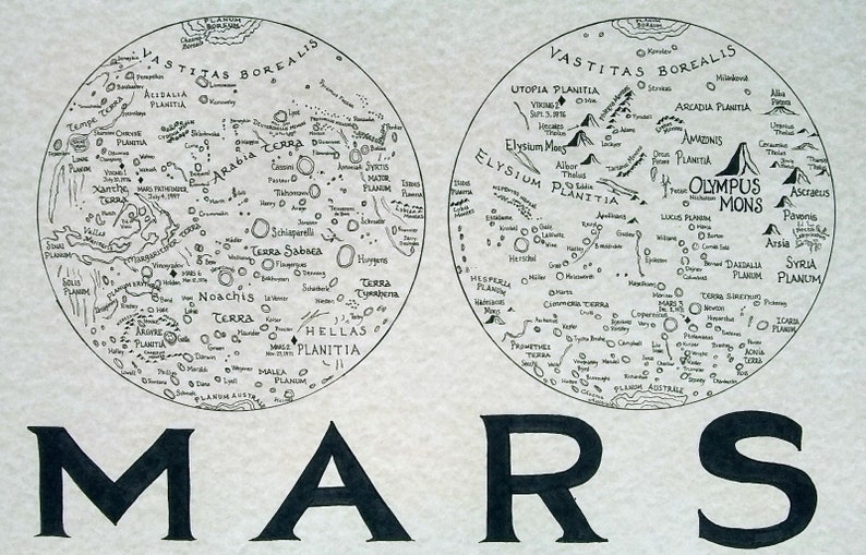 Mars Map - Etsy