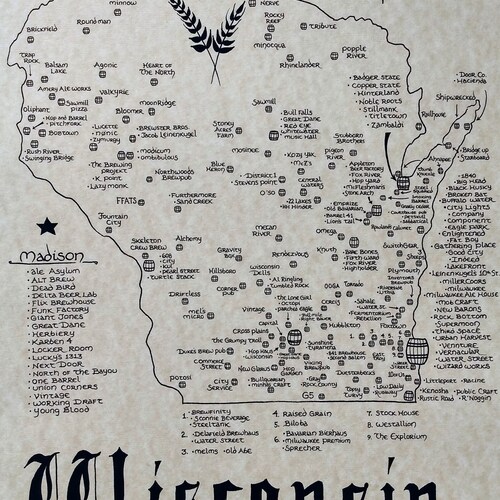 Wisconsin State Parks Map - Etsy