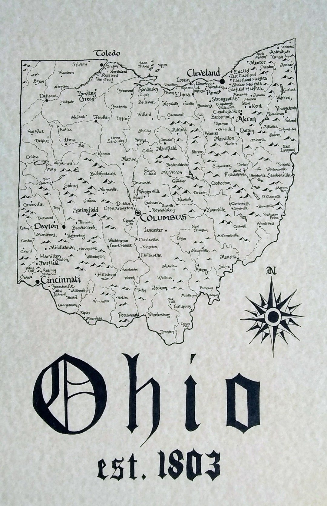 Ohio Map Hand Drawn - Etsy