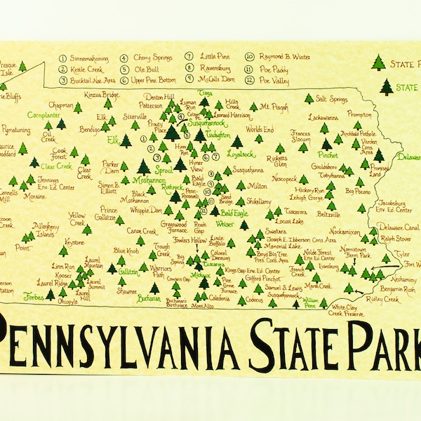 Pennsylvania State Park Maps - Etsy