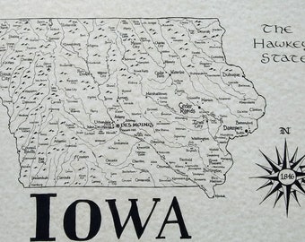 1850 Map of the State of Iowa - Etsy