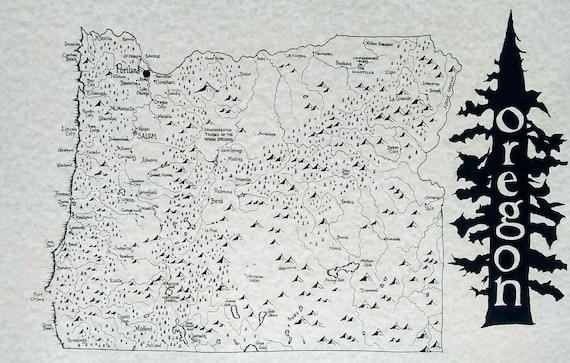 Oregon Map Hand Drawn - Etsy