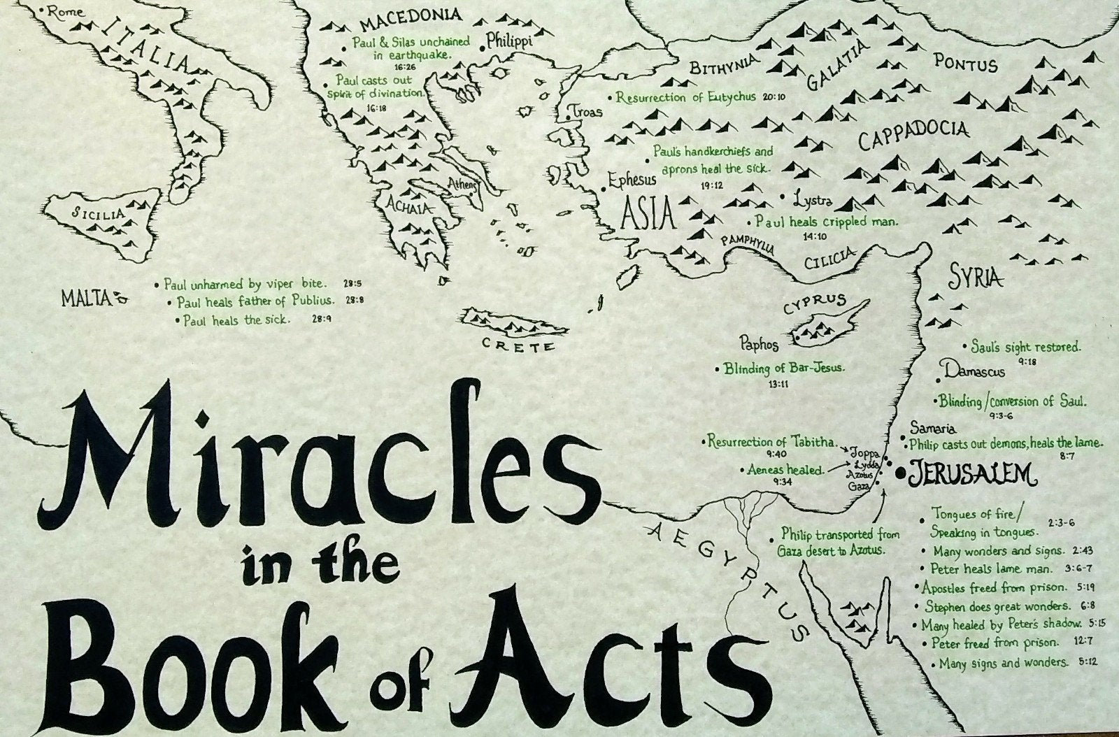 Miracles of Acts Map - Etsy