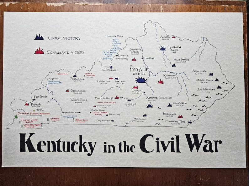 Kentucky Civil War Map - Etsy