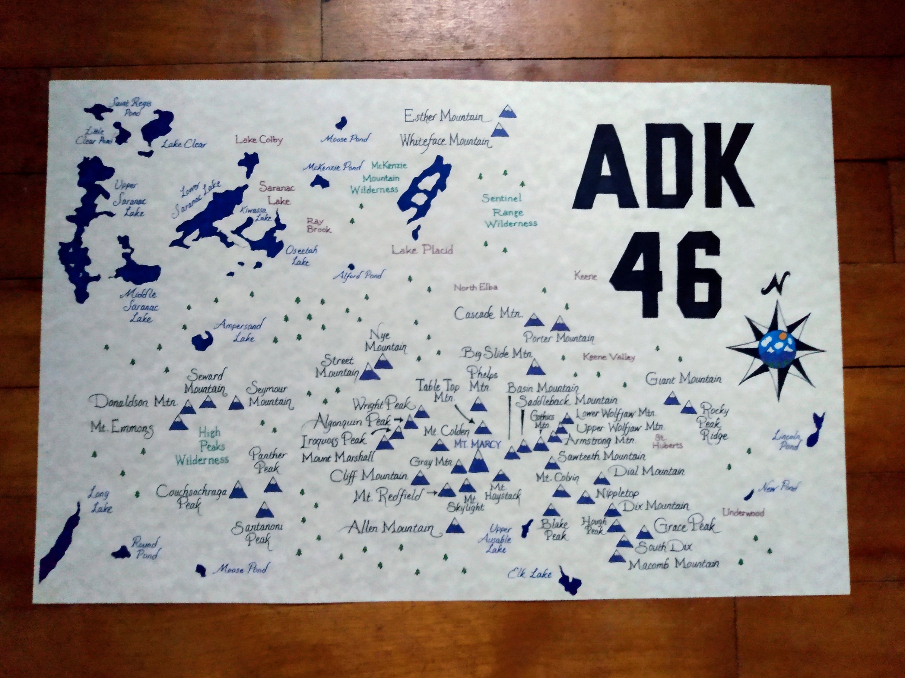 Adirondack High Peaks Map - Etsy