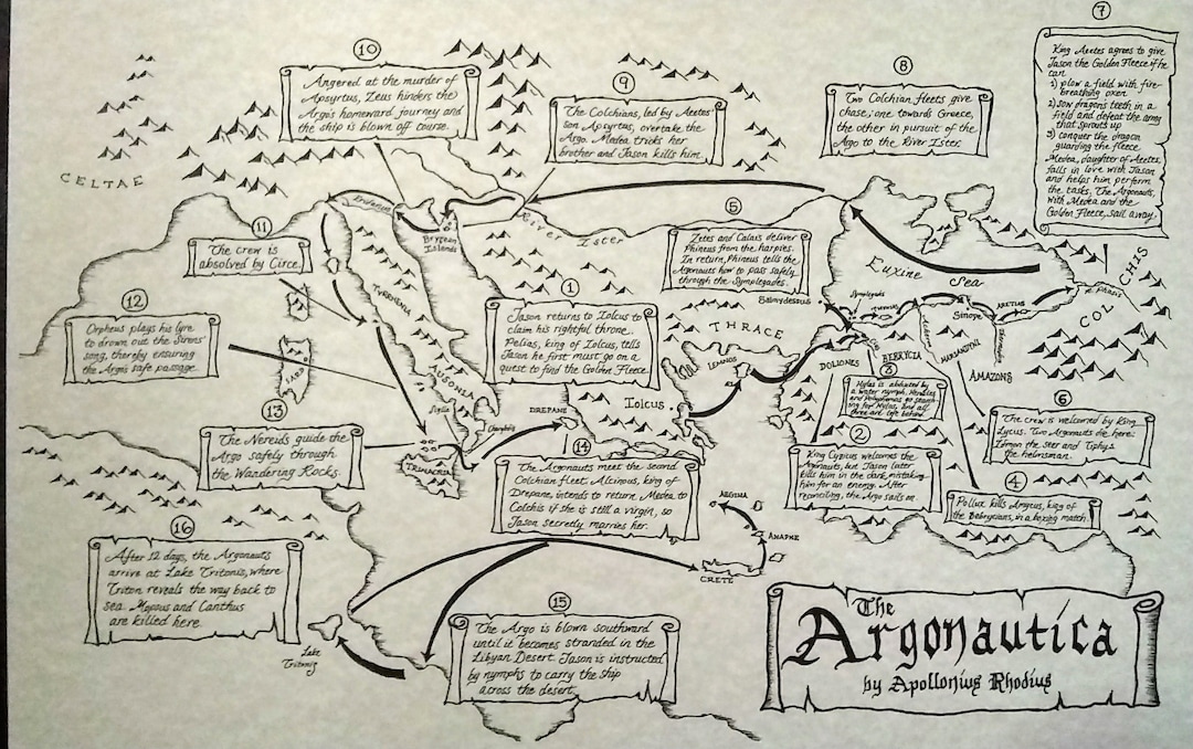 Argonautica Hand Drawn Map - Etsy