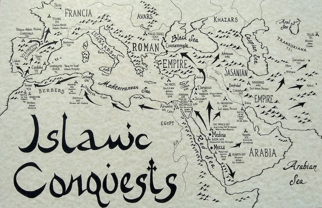 Islamic Conquests Map - Etsy