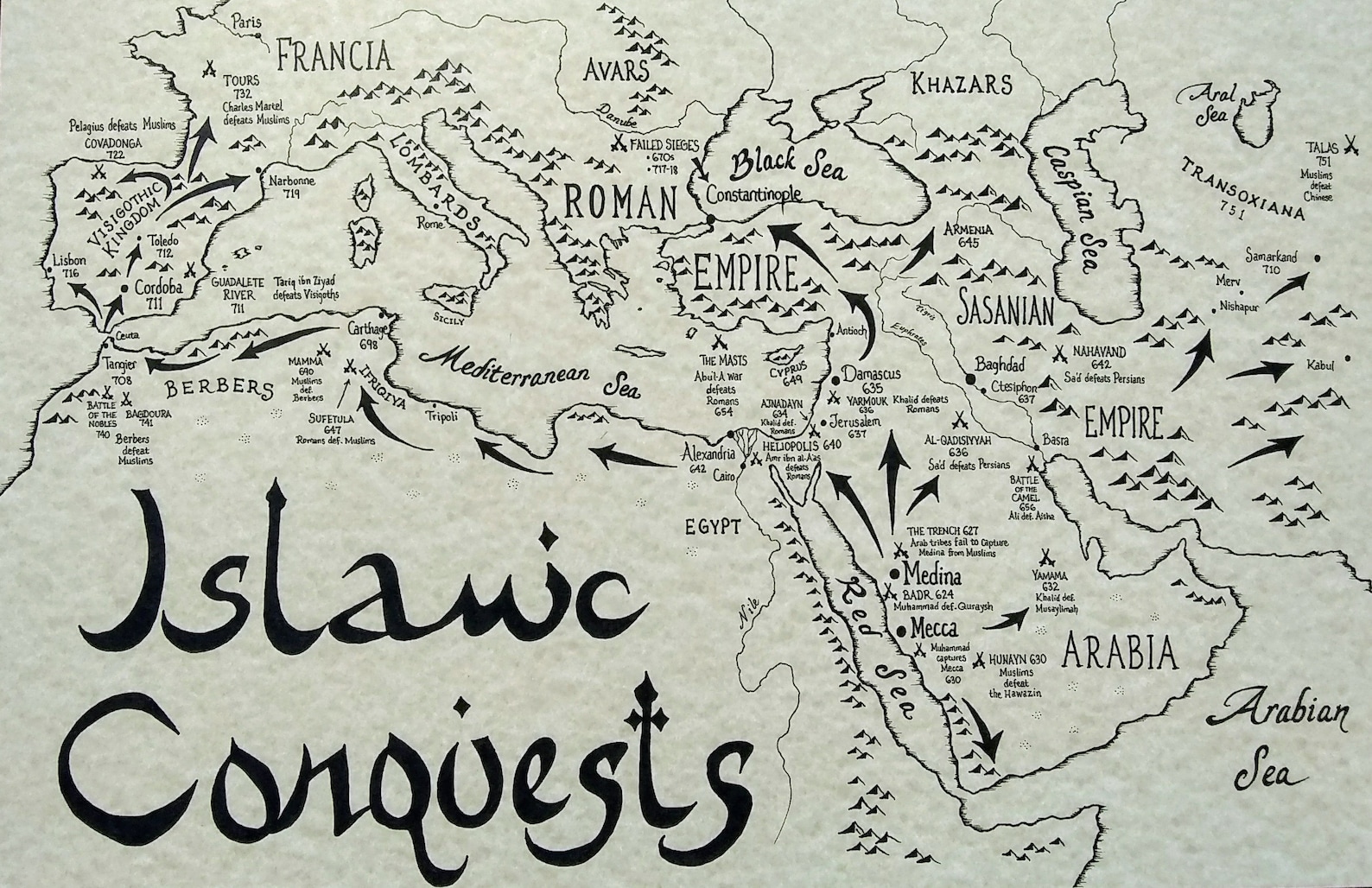 Islamic Conquests Map - Etsy