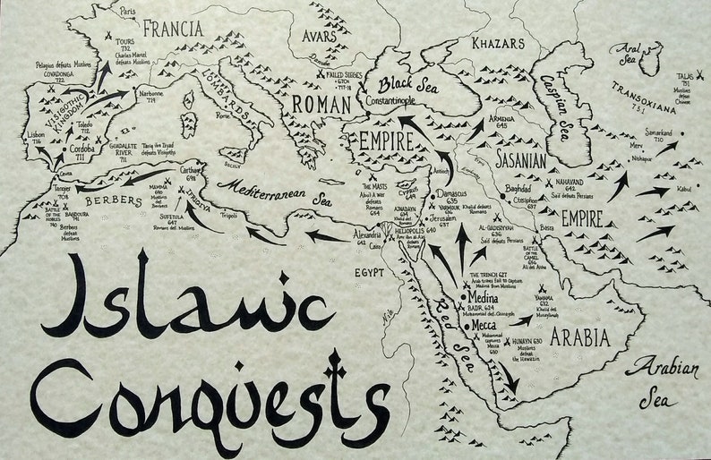 Islamic Conquests Map - Etsy