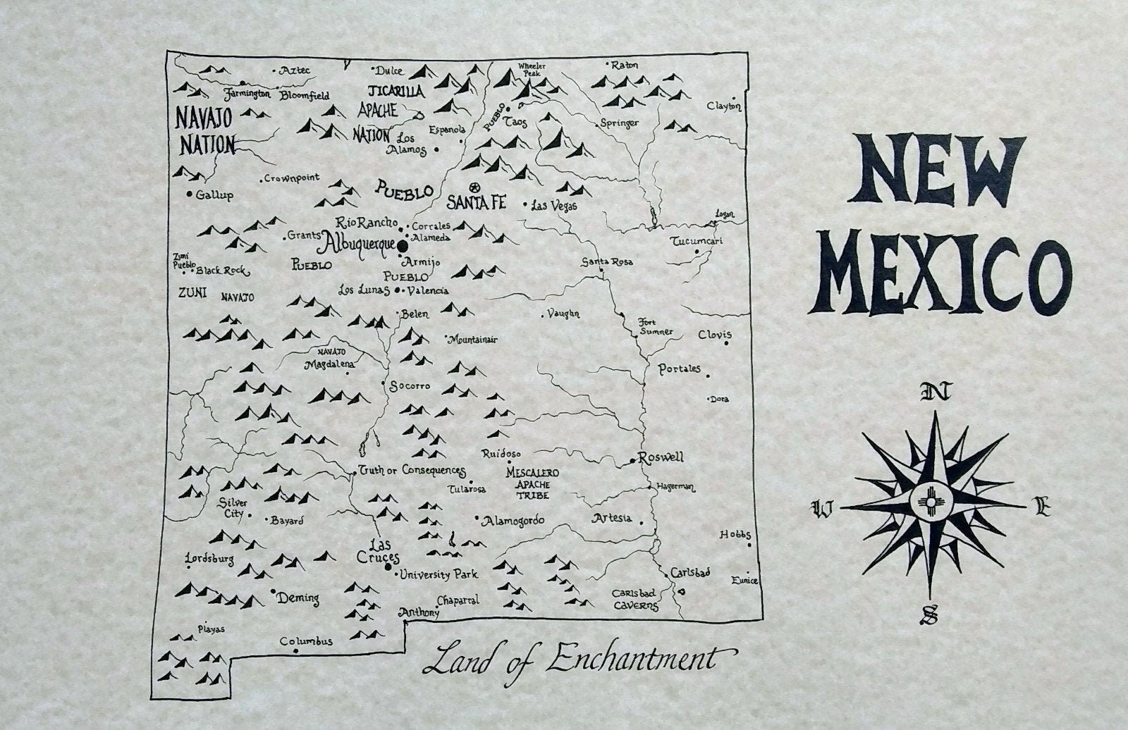 New Mexico Map Hand Drawn - Etsy
