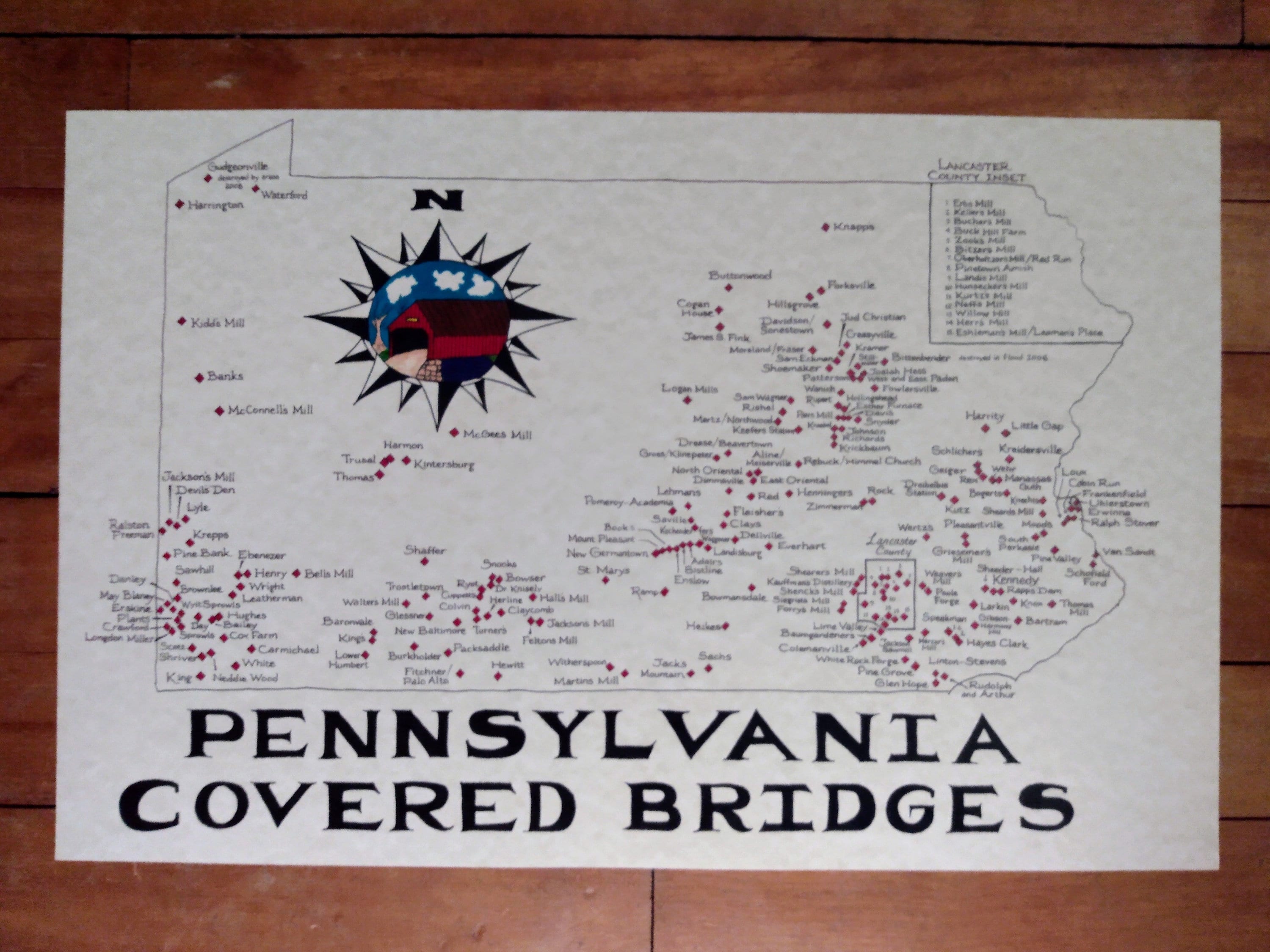 Pennsylvania Covered Bridges Map - Etsy