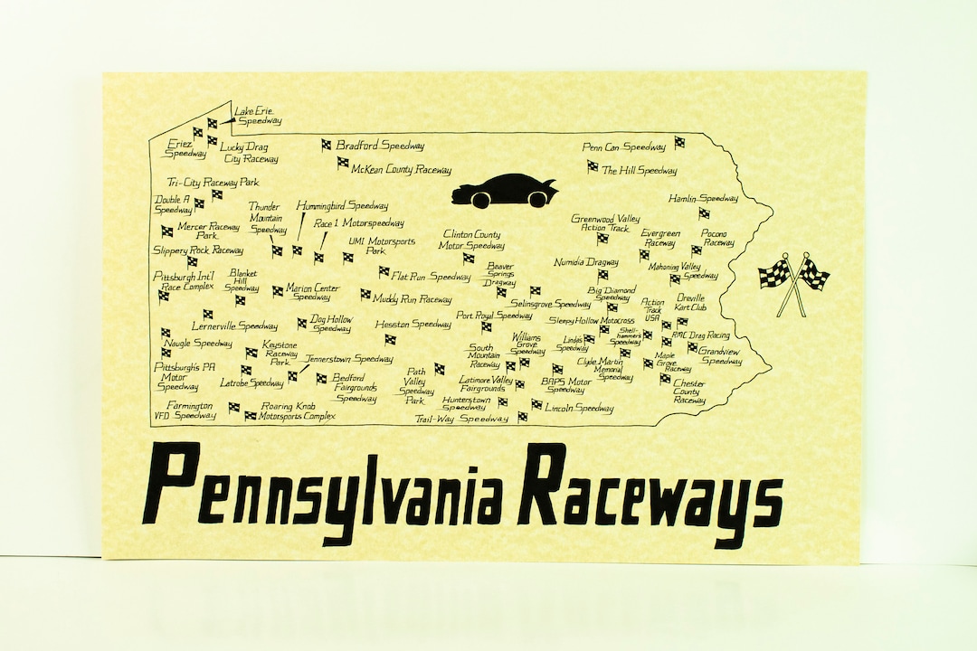 Pennsylvania Raceways Map - Etsy