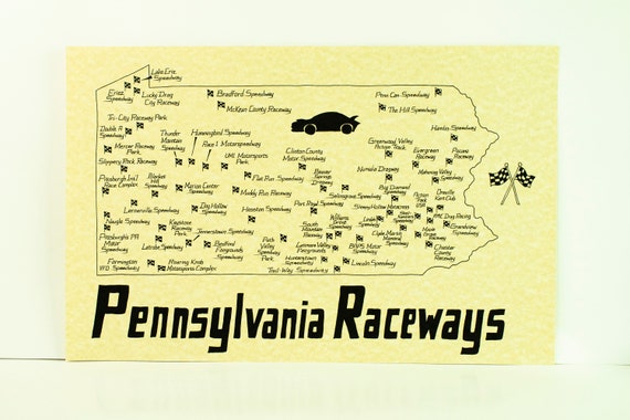 Pennsylvania Raceways Map - Etsy
