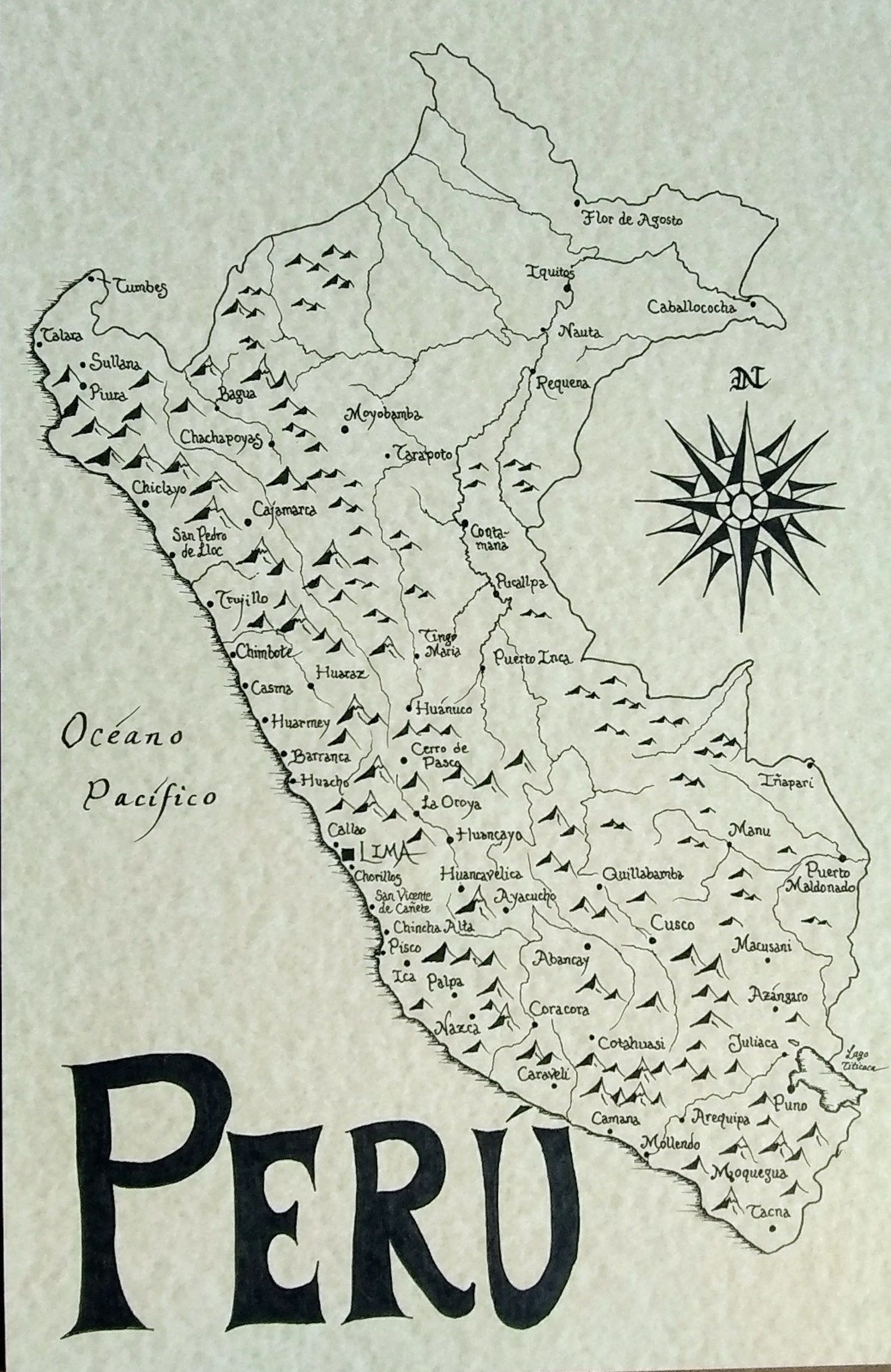Peru Map Hand Drawn - Etsy