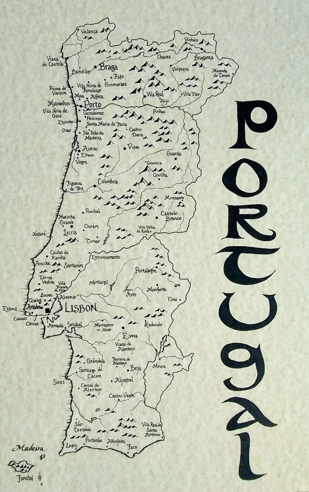 Portugal Map Hand Drawn - Etsy
