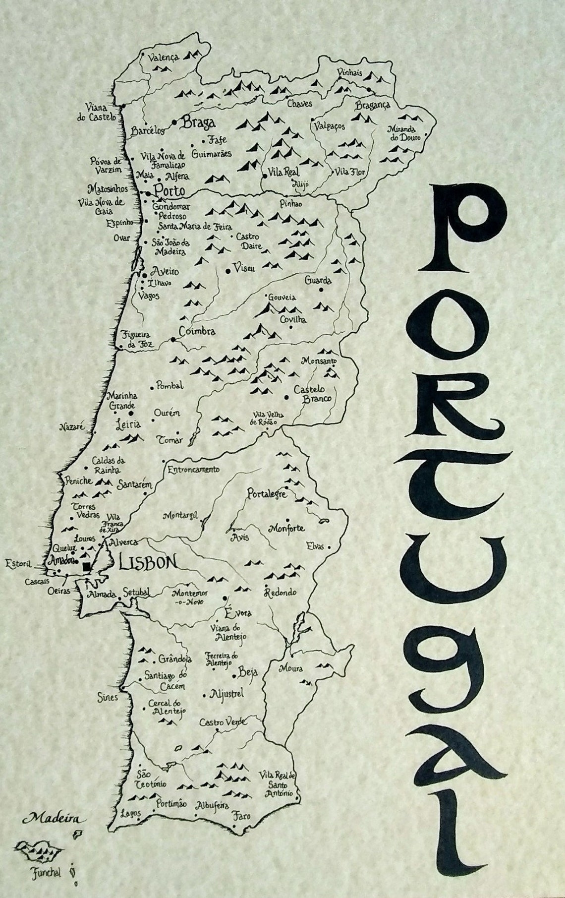 Portugal Map Hand Drawn - Etsy
