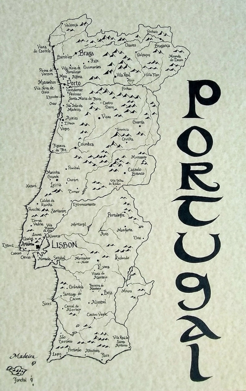 Portugal Map Hand Drawn - Etsy