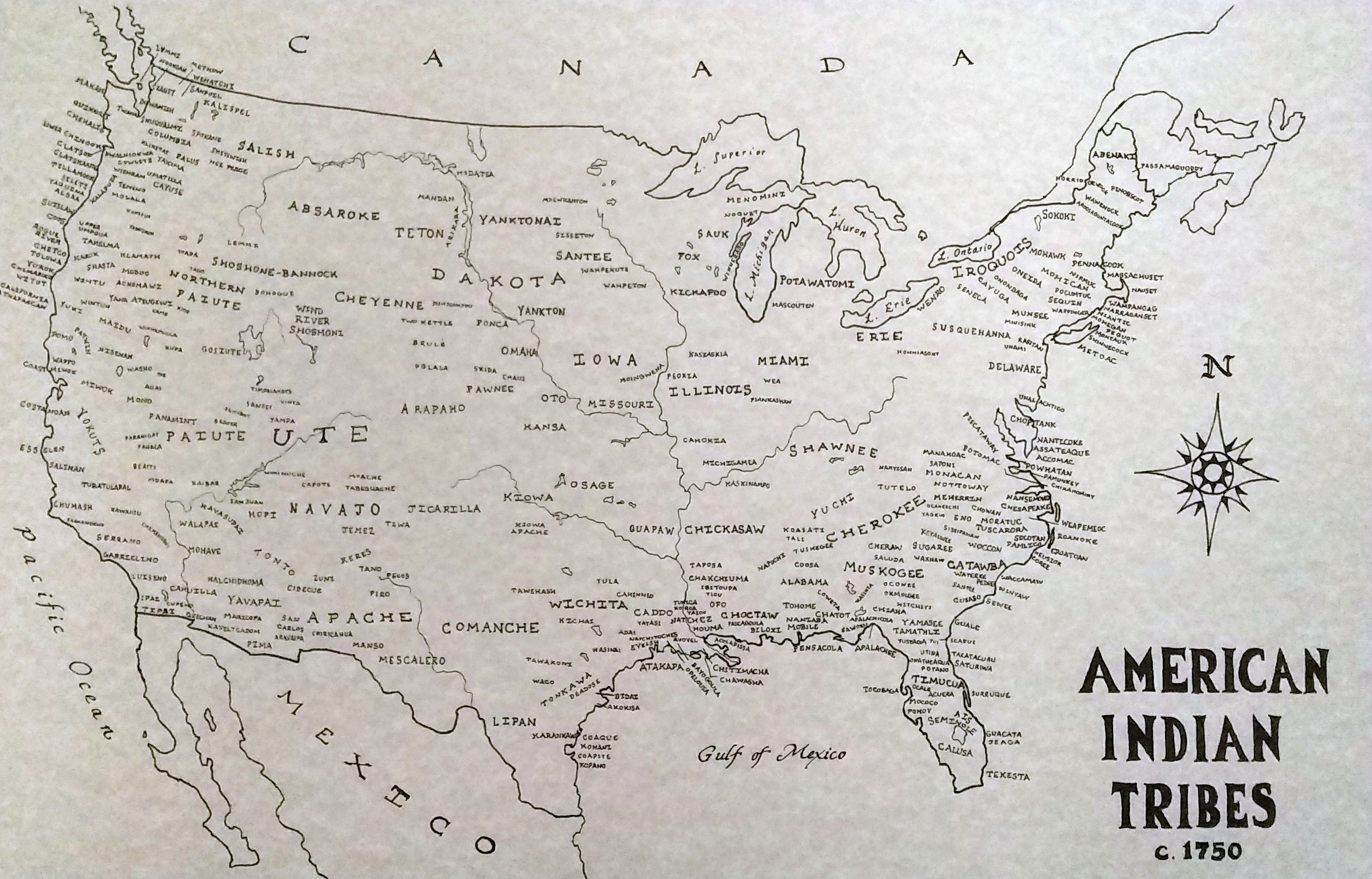 American Indian Tribes Hand Drawn Map - Etsy