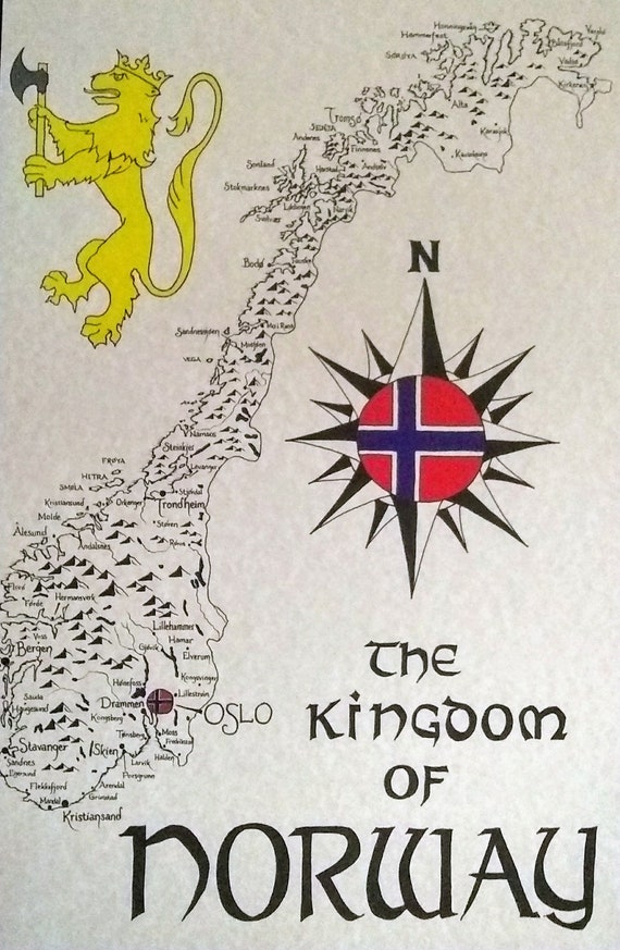 Norway Map - Etsy