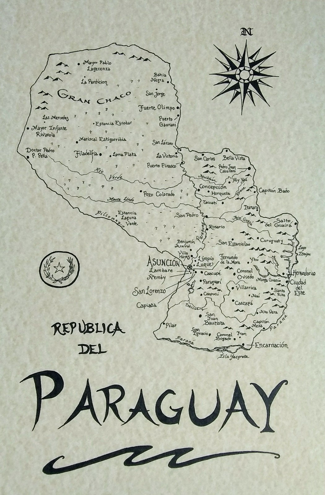 Paraguay Map Hand Drawn - Etsy