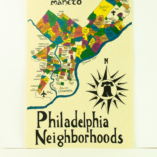 Philadelphia Map of Neighborhoods - Etsy