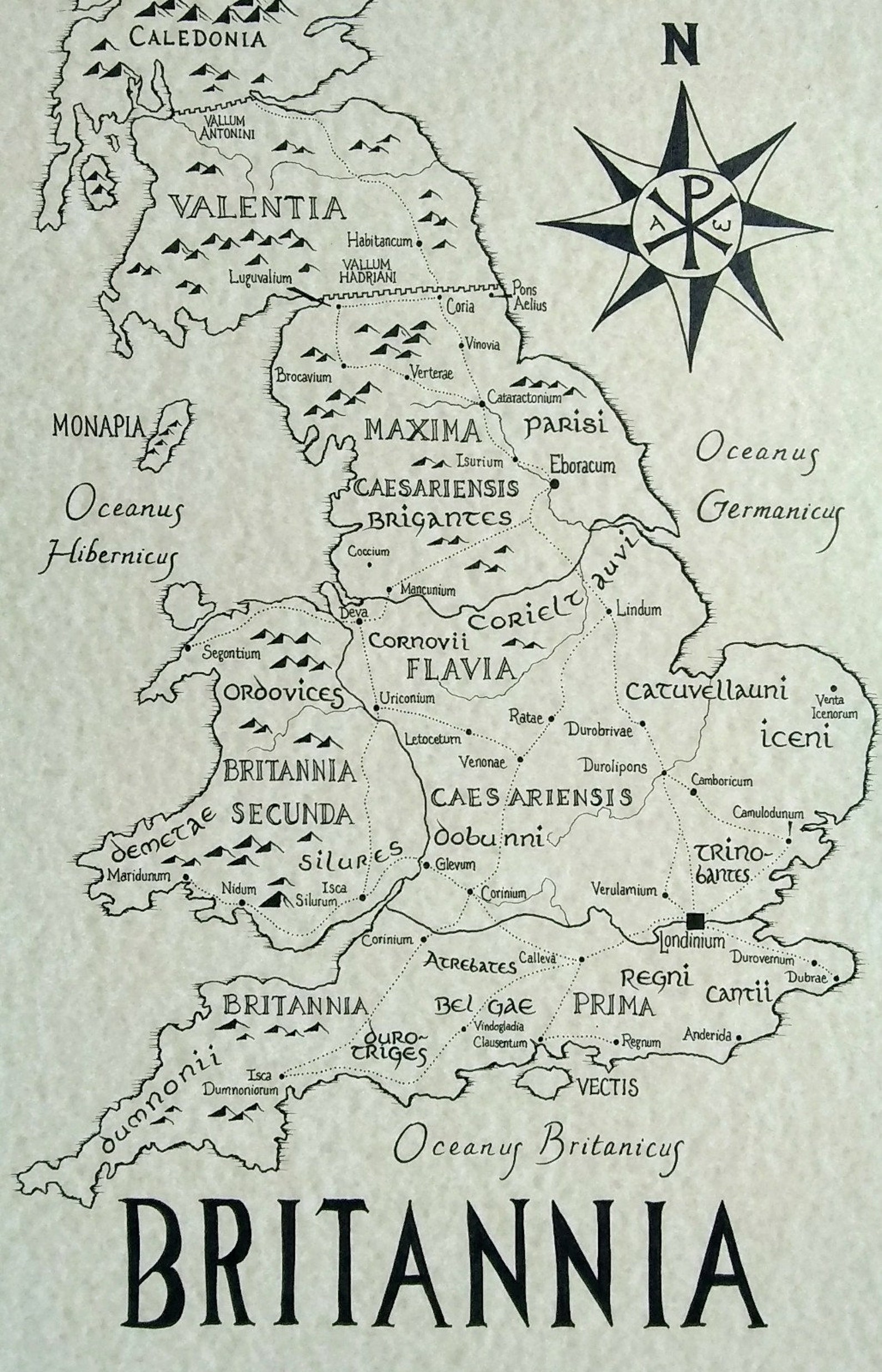 Roman Britain Hand Drawn Map Britannia - Etsy