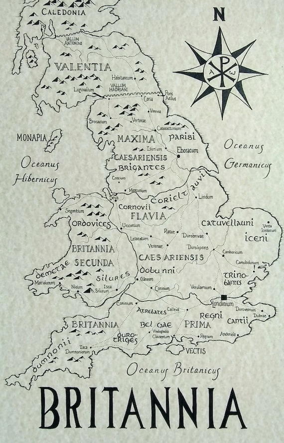 Roman Britain Hand Drawn Map Britannia | Etsy
