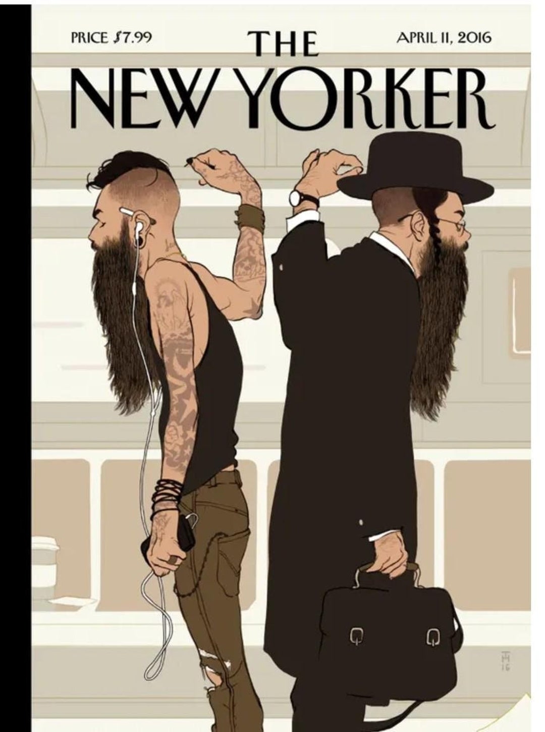New Yorker Magazine Cover - the Rabbi and the Hipster - April 11, 2016 ...