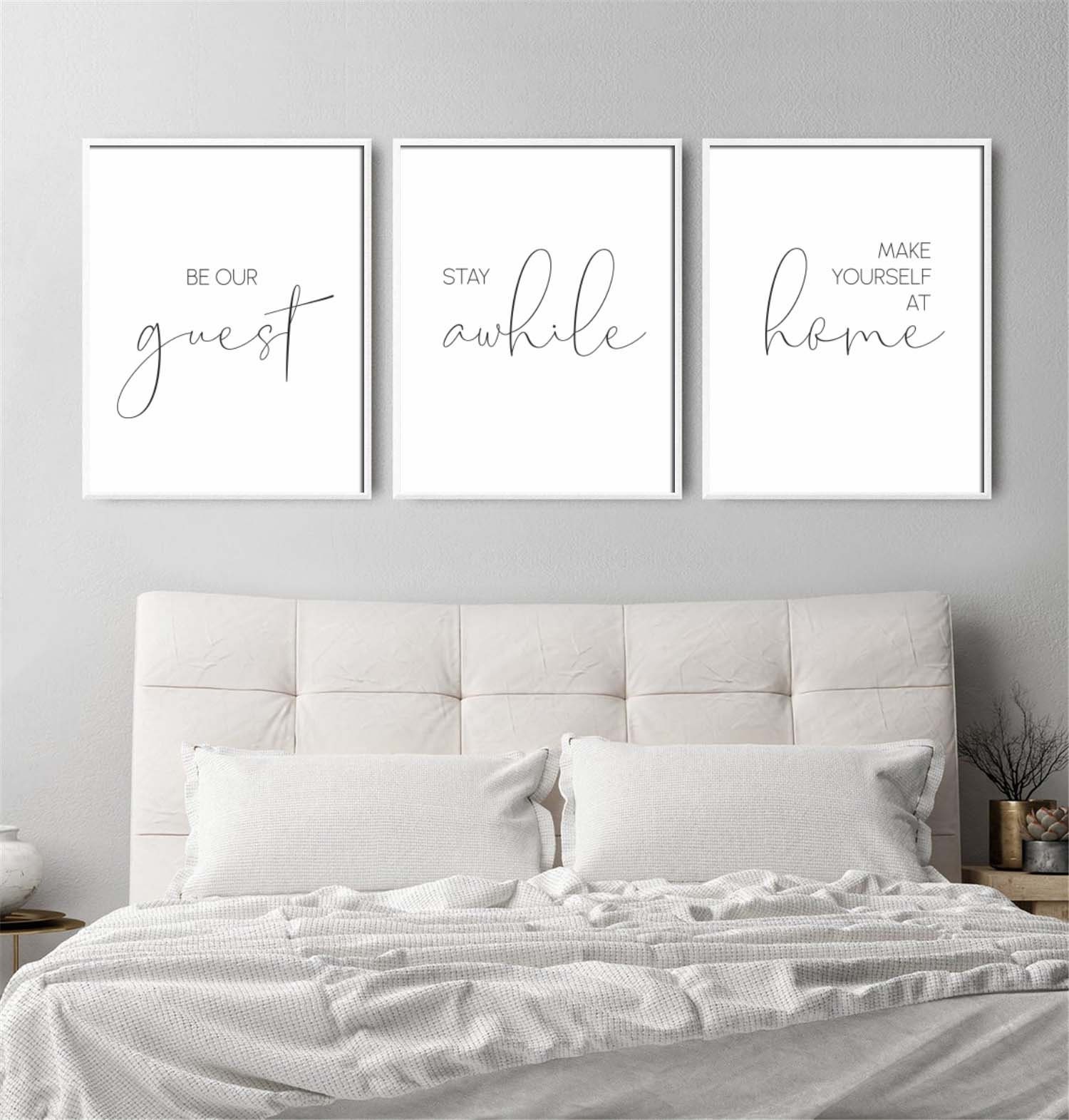 Guest Room Signs Printable Set of 3be Our Guest Stay Awhile - Etsy