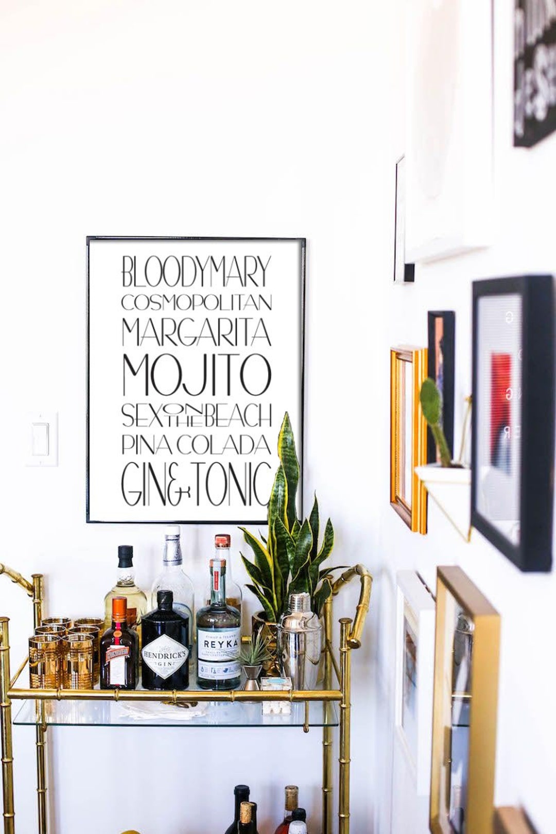 Cocktail Bar Kitchen Printable,above Bar Cart,trendy Kitchen Dining ...