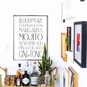 Cocktail Bar Kitchen Printable,above Bar Cart,trendy Kitchen Dining ...