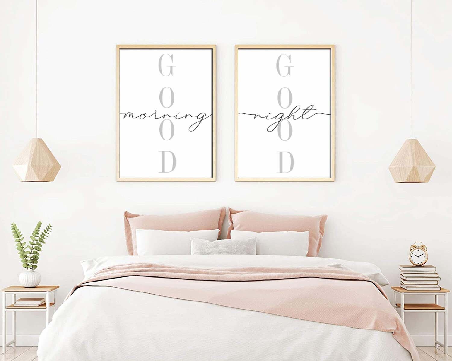 Good Morning Good Night Print Set: Bedroom Wall Art (digital Download ...