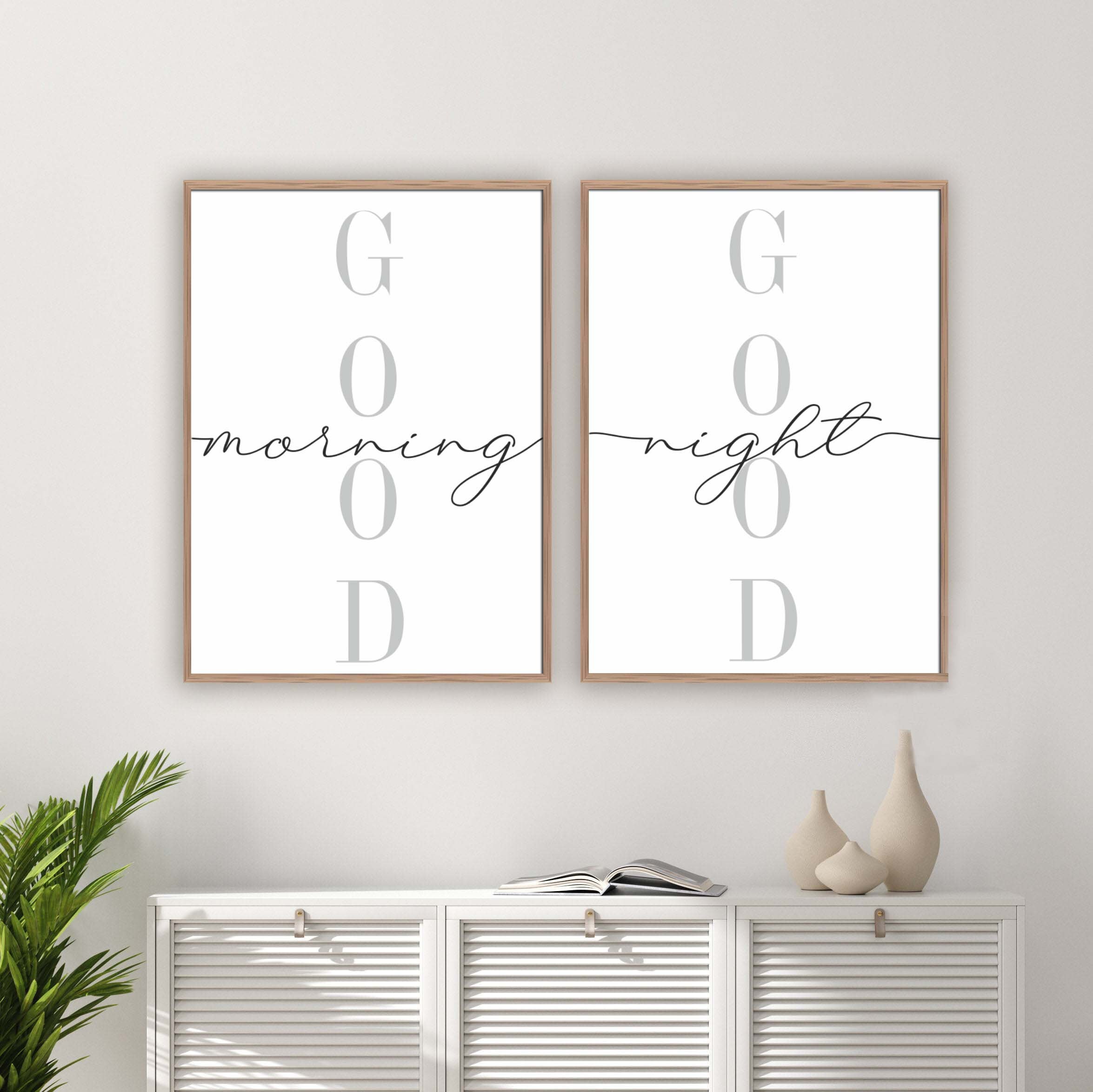 Good Morning Good Night Printable Set of 2couple Bedroom - Etsy
