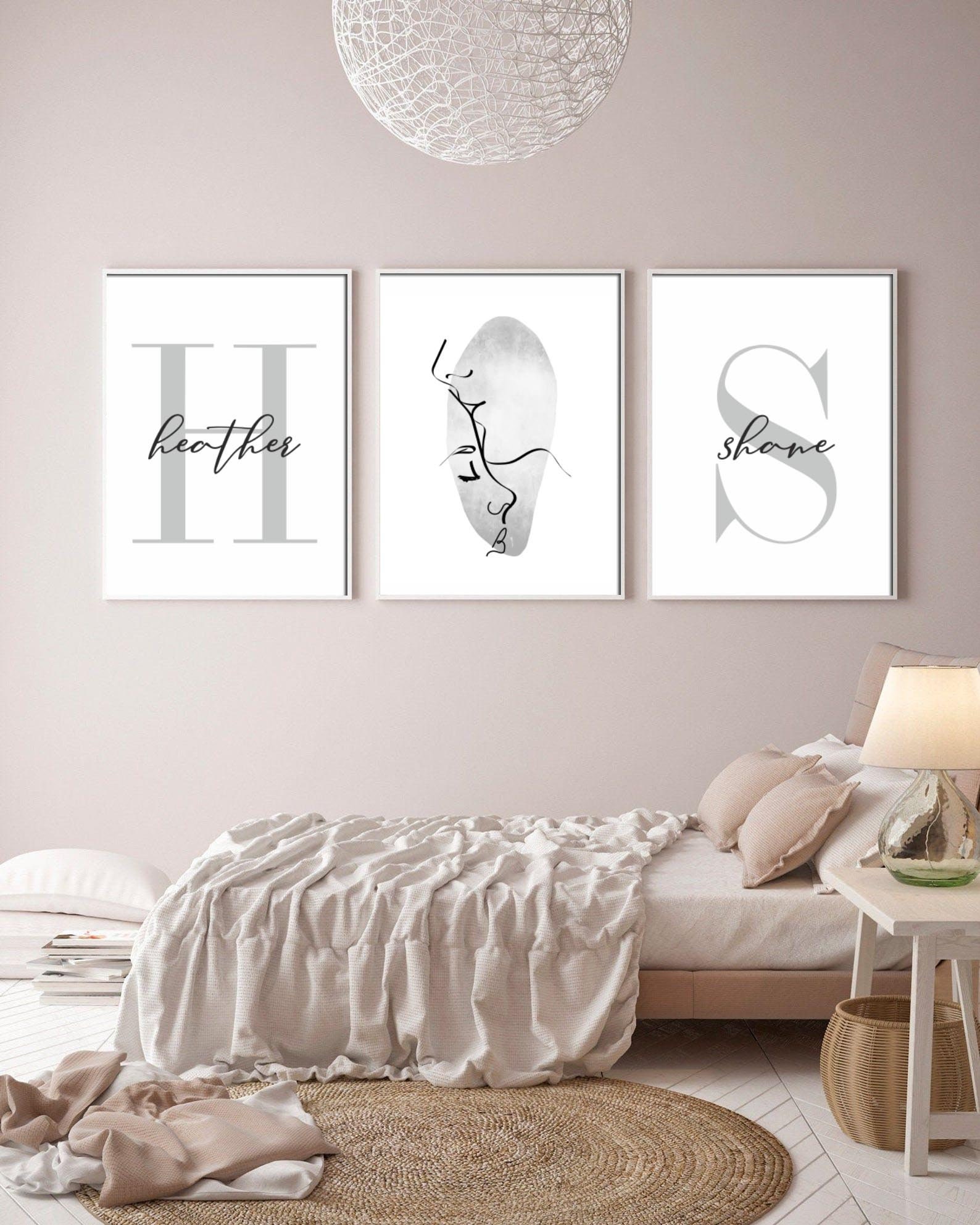 Personalised Couple Name Initial Face Kissing Digital Set of 3,woman ...