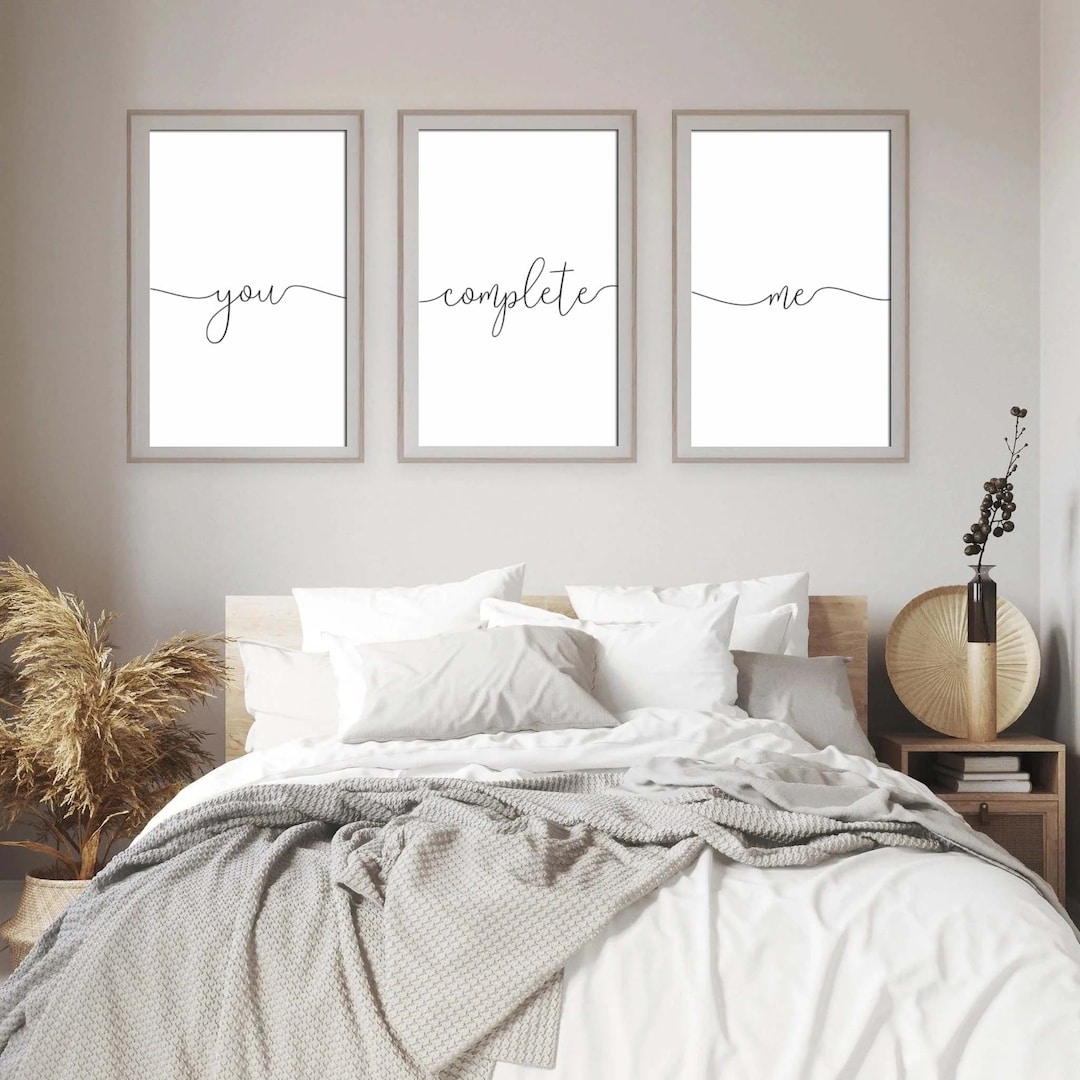 Couple Bedroom Wall Prints Over Bed Decor,you Complete Me Printable Set ...