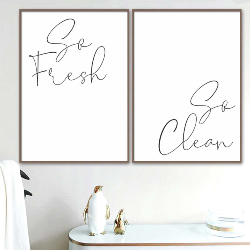 So Fresh so Clean Bathroom Printable Artwork Set of 2,minimal Bath ...