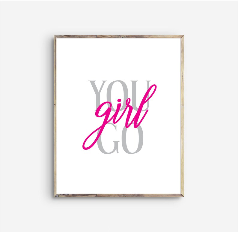 You Go Girl Pink Preppy Printableteen Girls Dorm Room - Etsy UK